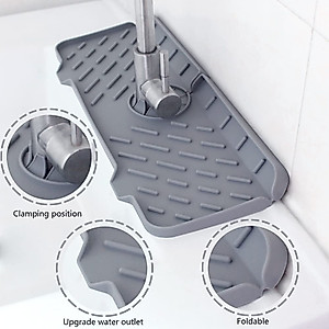 kukifun Silicone Faucet Handle Drip Catcher Tray,Kitchen Sink Faucet Splash Guard,Silicone Tap Drip Tray,Silicone Draining Mat,Kitchen Sink Mat,Silicone Drying Mat,Sink Protector,Gray,A Style