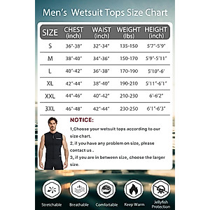 Lemorecn Mens Wetsuits Top Premium Neoprene 3mm Zipper Diving Vest (2095black-L)