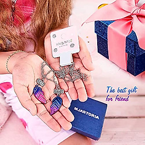 MJartoria BFF Necklace for 2-Split Heart Best Friends Forever Rainbow Colored Mermaid Tail Pendant Friendship Gifts Girls Best Friend Necklace