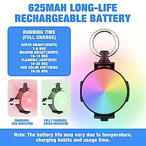 Dog Collar Light, USB-C Rechargeable Dog Lights for Night Walking, 4 Modes Dog Light Contain RGB Color Changing/Red/2 White, IP68 Waterproof Dog Walking Light with Silicone Band & Round Clip (2 Pack)