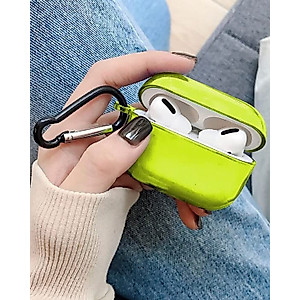 AirPods Pro 2nd Gen Case Cover with Keychain/Full Protective Skin for Apple Airpods Pro/Transparent Cover Compatible w/Airpods Pro and Pro 2 Model/Slim & Stylish Soft TPU Case (Neon Green)