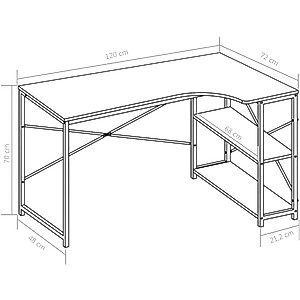 vidaXL Computer Desk Industrial Home Office Workstation PC Study Writing Working Table Corner Desk Furniture White and Oak 47.2"x28.3"x27.6"