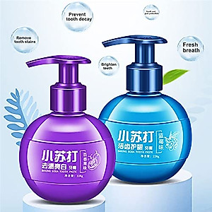 220g Instant Clean Intensive Stain Removal Whitening Toothpaste Baking Soda Blueberry Flavor Toothpaste Prevent Tooth Decay (Purple)