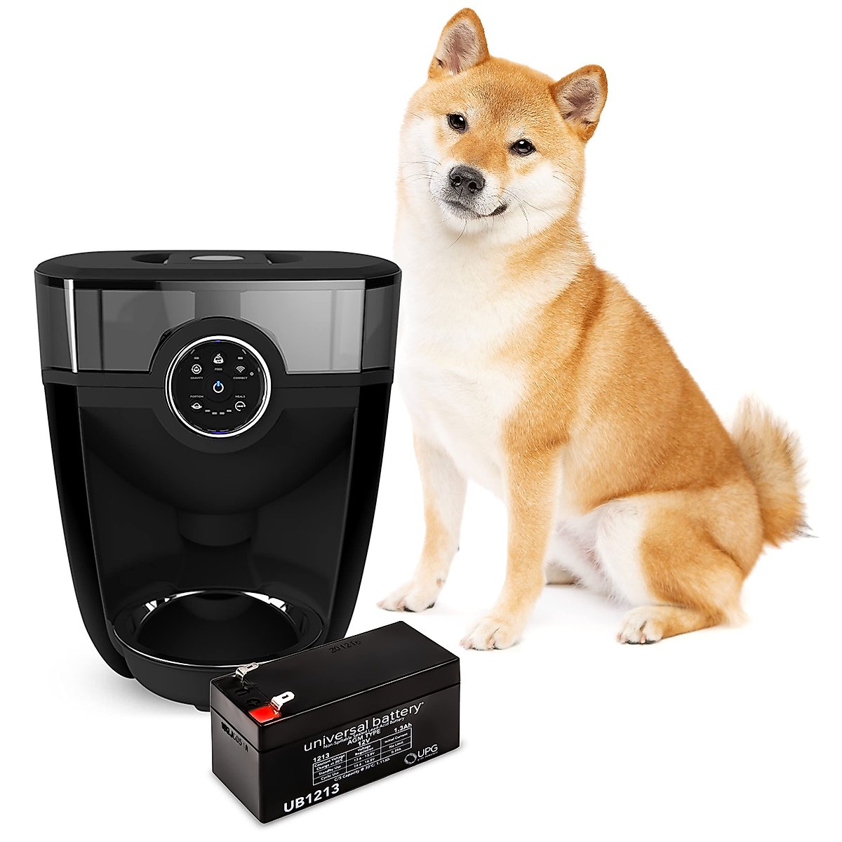 Feeder-Robot by Whisker, Black with Smoke-Grey Hopper; Includes Backup Battery; Smart, Automatic Pet Feeder, Feed Your Cat or Dog from Anywhere, Designed & Assembled in USA