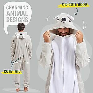 SISKIN Animal Onesie Adult - Koala Halloween Costumes for Women Men Couples Halloween Pajamas Cosplay Animal Onesies XL