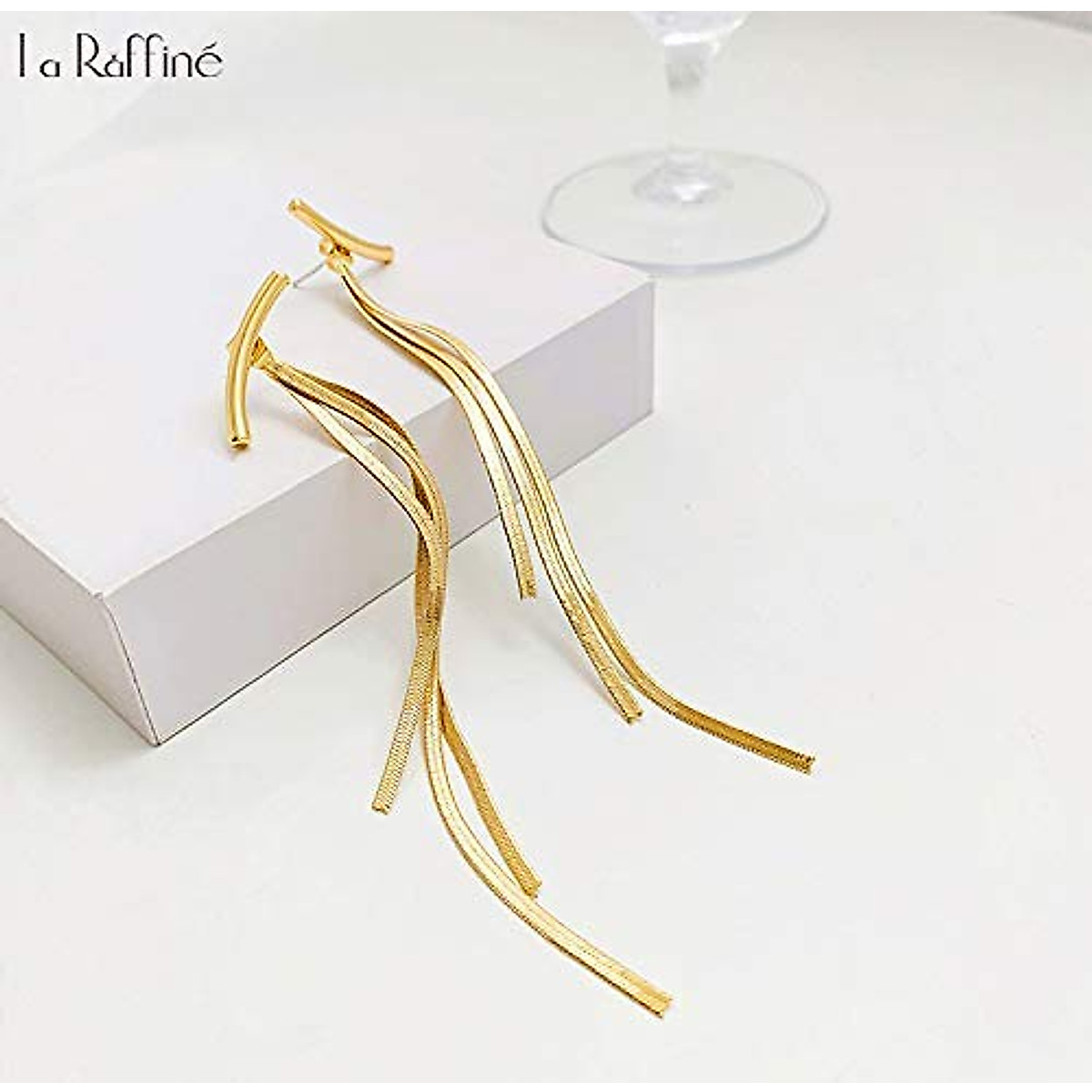 Tassel Earrings 925 Sterling Silver 14K Gold Plated Glossy Arc/Bar Long Thread Geometric Earrings for Women Girl Gifts Present Valentines Birthday Anniversary Mothers Day Christmas Gold Color