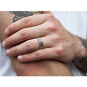 Endless Irish Celtic Knot Band Ring Oxidized 925 Sterling Silver Viking Wedding Eternity Rings Unisex Woven Thumb Ring/Norse Nordic Jewelry for Men Women (8)