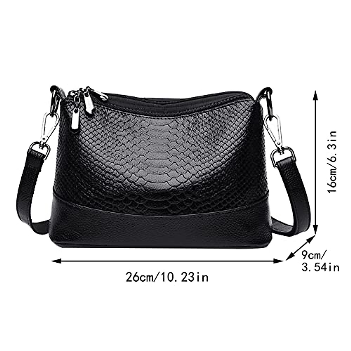 Crossbody Bags for Women Fashion Full Grain Pure Leathe Sling Bag Removable Straps Anti-Theft Zipper Top-Handle Bags Wallets