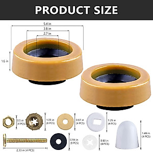 boeemi Extra Thick Wax Ring Toilet,with Flange and Bolts for Reinstallation of the Toilet, Fits 3-inch or 4-inch Waste Lines(2 PCS)