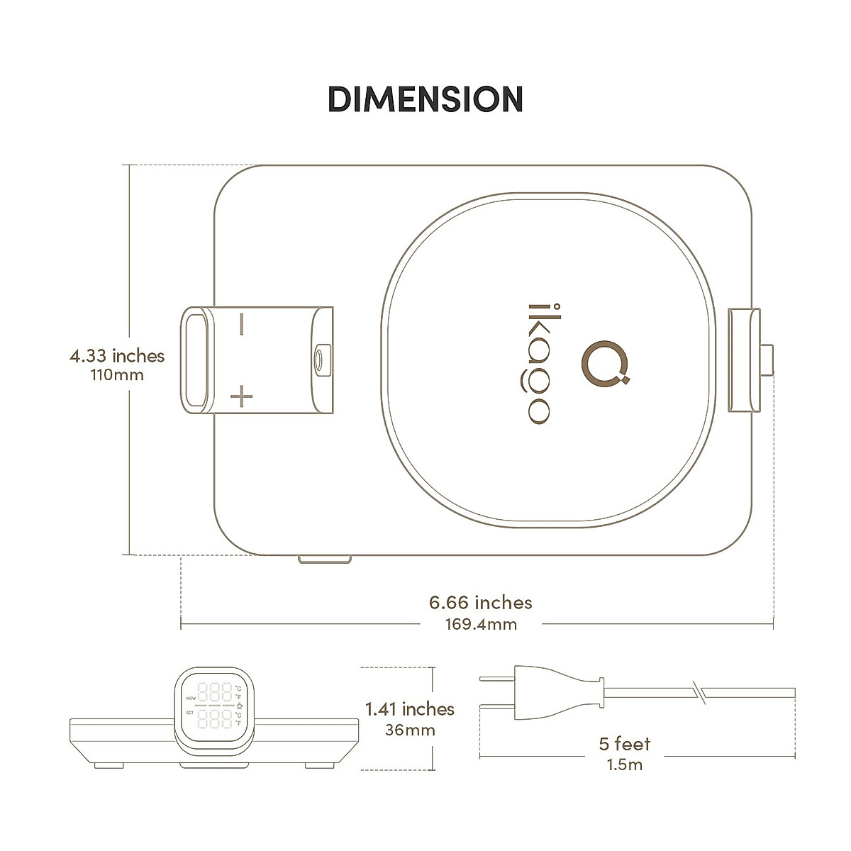 ikago Smart Mug Warmer - Accurate Thermometry Coffee Mug Warmer with Cup Sensing, Smart Thermostat 1℉Control Coffee Warmer, Digital Display Coffee Cup Warmer for Desk Auto-Off, Perfect for Gifts