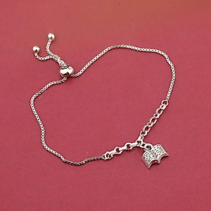 QIIER Book Lover Gift Book Pendant Slider Bracelet Reading Jewelry Bookworm Gift Librarian Gift (silver)