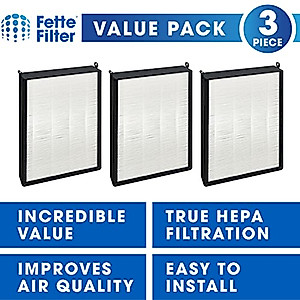 Fette Filter - 3 Pack of Filter Replacements Compatible with NUWAVE OxyPure Large Area Smart Air Cleaner Purifier Models 47001, 47002, 47003, 47004, 47005, and 47006, Activated Carbon + HEPA Combo (3)