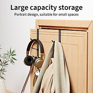 niffgaff 8 Hook Over The Door Hooks, Vertical Over The Door Towel Rack, Over Door Hook, Over The Door Hanger, for Towel and Clothes Hangers, Black, 2 Pack,12.28“