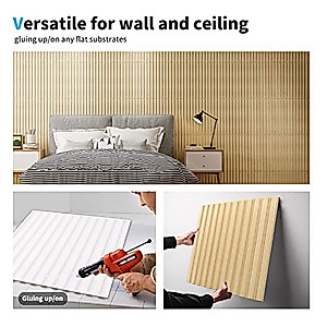 Art3d Slat Wall Panel, 3D Fluted Textured Panel 12-Tile 19.7 x 19.7in. - Oak