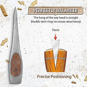 NedFoss 15" Hatchet, Chopping Axes and Hatchets for Wood Splitting and Kindling, Forged Carbon Steel Bushcraft Axe Head Beech Wood Handle, Retro Leather Sheath