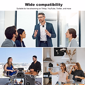 Probox BT08 Wireless Lavalier Microphone with Noise Cancellation, 650ft Transmission Range, 20H Battery Life, Compact All-in-One Lapel Microphone System for DSLR Camera/iPhone/Android/PC/Streaming