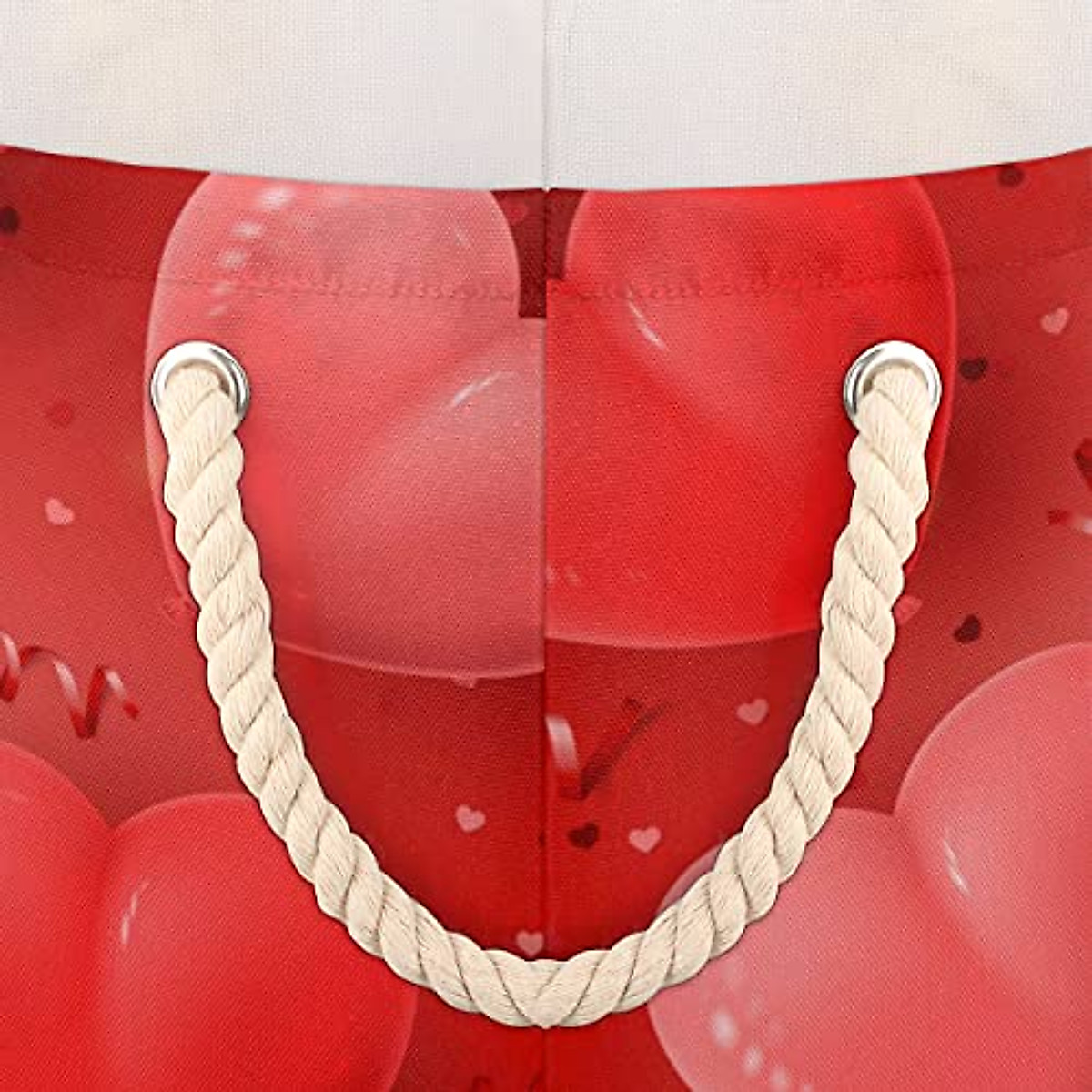 Red Valentines Day Love Heart (17) Large Round Baskets for Storage Laundry Baskets with Handles Blanket Storage Basket for Bathroom Shelves Bins for Organizing Nursery Hamper Girl Boy