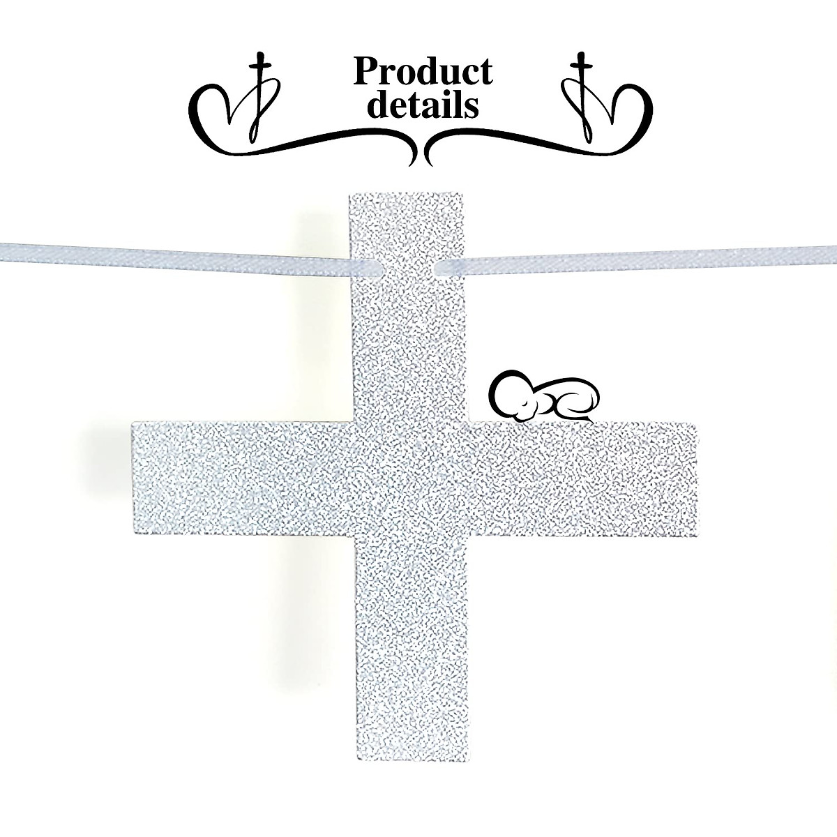 Glitter Mi Primera Comuniòn Banner - Baby Baptism/ First Holy Communion Bunting Décor - God Bless This Child Baby Shower Party Decoration Supplies(Black)