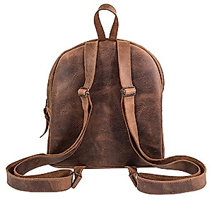Heather's, Backpack Handmade from Full Grain Leather - Adjustable Straps - Carry, Organize and Store Notebooks, Make Up, Phone, Great for Travel - Bourbon Brown