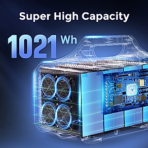 Solar Generator 1021Wh,Portable Power Station 1000W and 1x120W Solar Panel electric with 2x110V/1000W AC Outlets,Solar Power Generator with Lithium Battery Pack for Outdoor RV/Van Camping,Overlanding