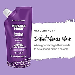 Marc Anthony Hair Mask for Dry Damaged Hair - Deep Conditioning Mask Protects & Nourish with Shea Butter, Avocado & Grapeseed Oils - Seal in Moisture and Rescues Visibly Damaged Hair - Sulfate Free