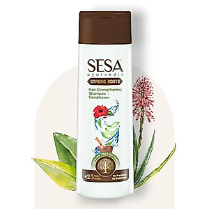 SESA Ayurvedic Strong Roots Hair Shampoo And Conditioner 200Ml Strengthening Roots Nourishes Scalp Paraben & Sulphate Free For Men & Women, 6.76 oz