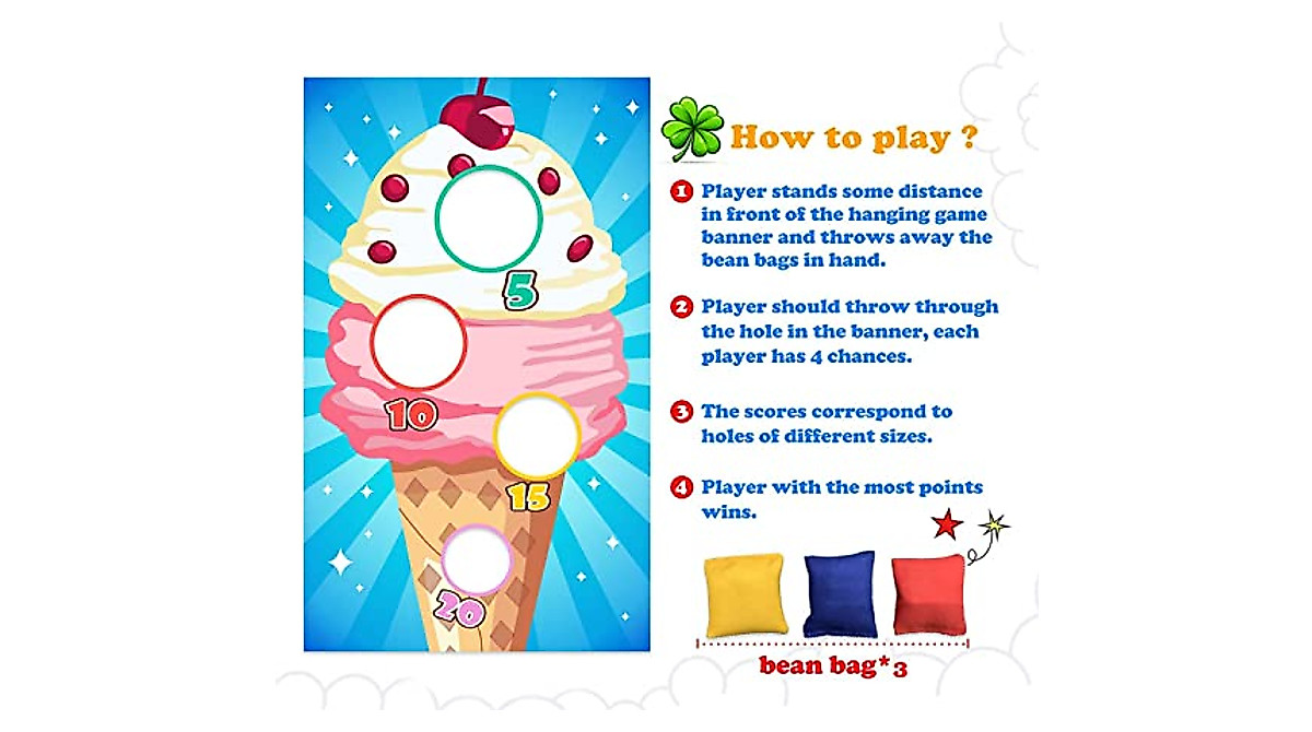 Ice Cream Toss Game Banner for Parties & Photo Booths | Fun & Reusable