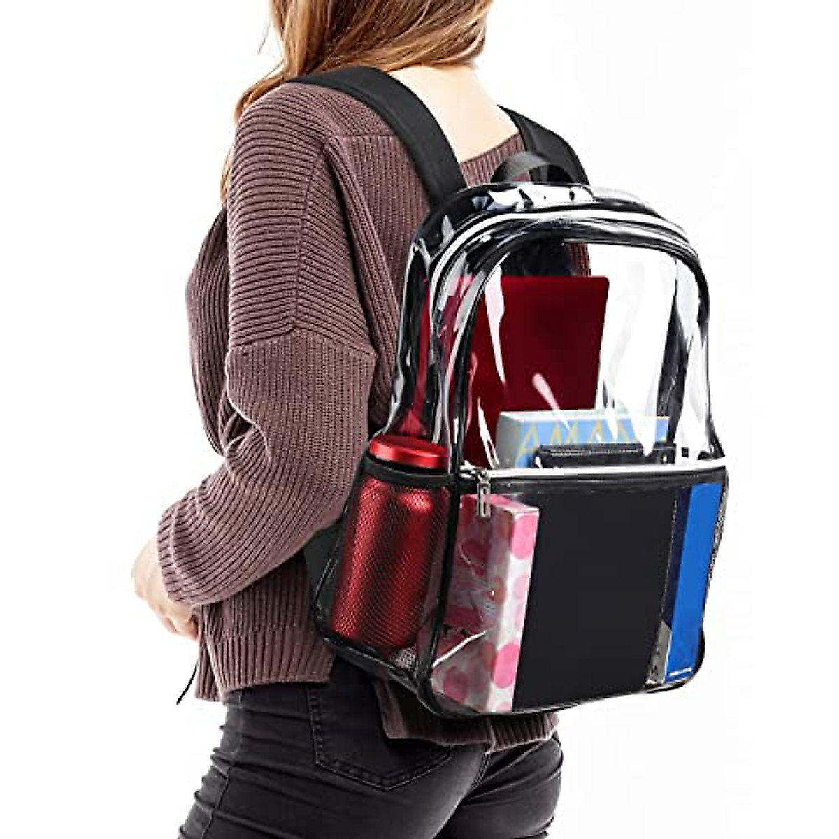 Neurora Heavy Duty Transparent Clear Backpack See Through Backpacks with Reinforced Strap for College Workplace