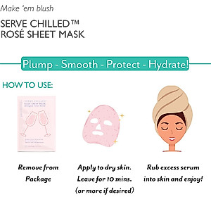 Patchology Serve Chilled Rosé Facial Sheet Mask with Hyaluronic Acid - Men and Women Face Masks Skincare Sheet for Moisturizing and Hydrating Skin - Best Face Sheets Moisturizer (1 Count)