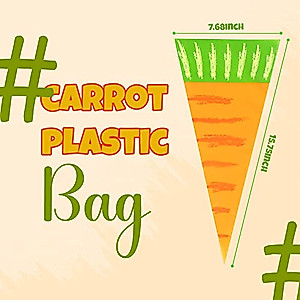 YASUOA 100 Pieces Easter Carrot Transparent Cone Cello Bags Carrot Shaped Green Top Goody Bags 7.9 * 15.4'' Plastic Treat Bags Triangle Bags for Kids Party Bean Cookies Popcorn Christmas Chocolates
