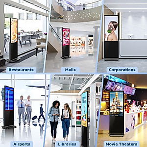 antfraer 43" Digital Signage Kiosk, Android 11.0 OS Auto Media Player, Touchscreen 2K Digital Signage Player, Indoor Advertising Display Totem with WiFi & HD Inputs Digital Signage