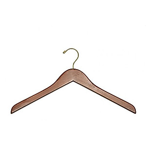 NAHANCO 8317GH Flat Top Hanger with Walnut Finish (No Notches), Gold Hook, 17" (Pack of 100)