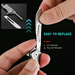 VIFUNCO Folding Scalpel Knife, Pocket Knife for Men, Small Keychain Knife, Razor Knives with 10pcs #22 Replaceable Blades, EDC Utility knife, Surgical Knives for Outdoor Skinning