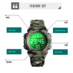 Watch for Boys 4-12 Year Old, Kids Camouflage Digital Sports Waterproof Outdoor Analog Electronic Watches with Alarm Stopwatch, Children Birthday Presents Gifts Toys for Age 4-12 Year Old Boys Girls