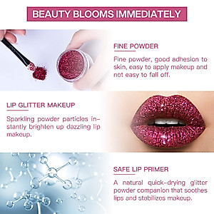LOKFAR 4 Colors Glitter Lip Kit, Shiny Diamond and Metallic Lip Glitter Makeup Lipstick Lip Gloss Glitter Lipstick, Waterproof & Long Lasting Lip makeup Powder Set for Lips Nails Art(Set A Warm Color)