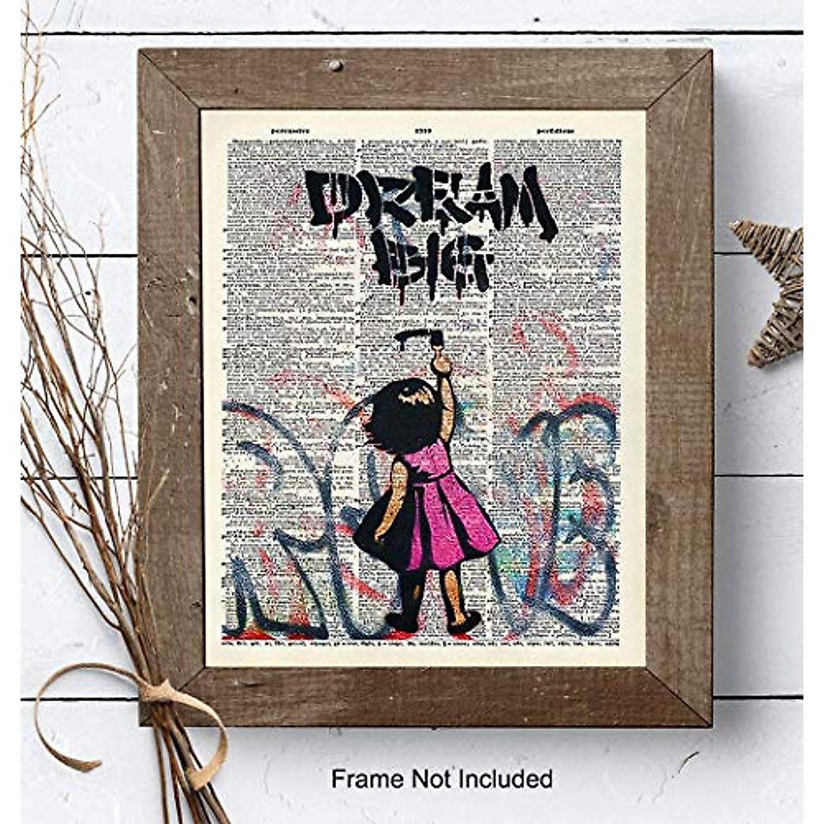 Motivational Graffiti Dictionary Art for Room Decorations, Home, Apartment or Office Decor - Upcycled Wall Art Poster Print Photo - Unique Modern Street Art and Gift for Women Entrepreneurs