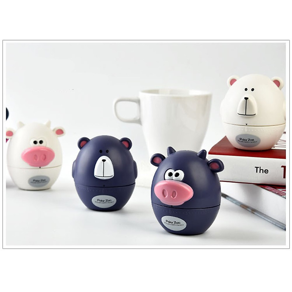 Golandstar Cute Cartoon Cow or Bear Timers 60 Minutes Mechanical Kitchen Cooking Timer Clock Loud Alarm Counters Mini Size Manual Timer (White Bear)
