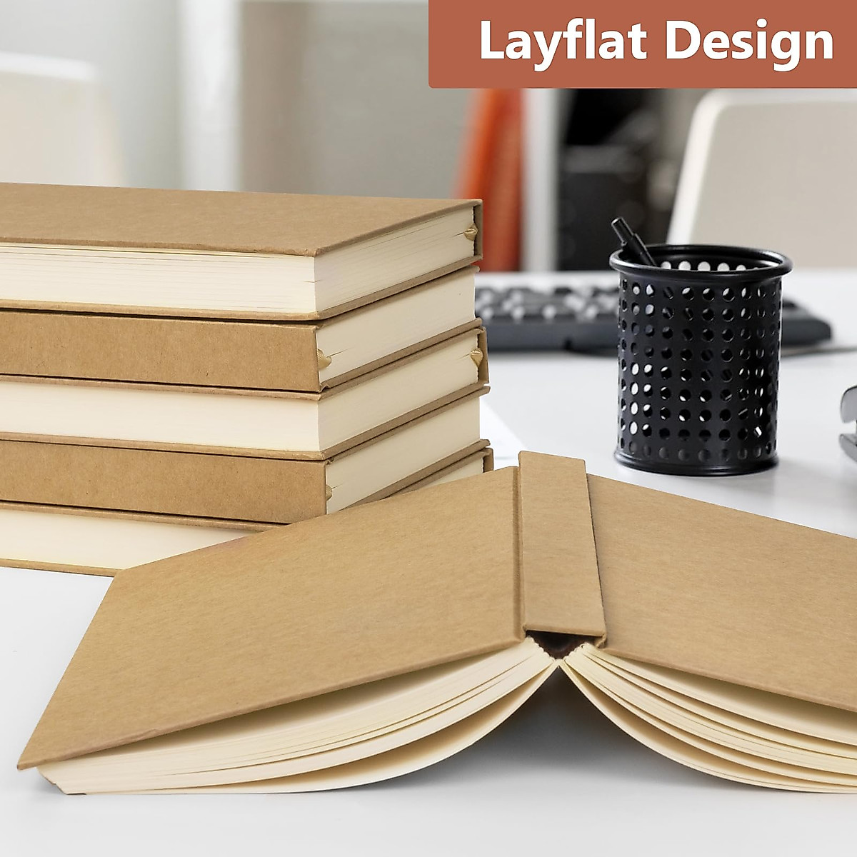 Dynta Hardcover Sketchbook Blank Notebook Bulk 6 Packs Unlined A5 Size 5.7”x8.3” 120 Sheets/240 Pages Premium Paper Sketch Pad for Drawing Books Art Supplies for Office School Travelers Journal