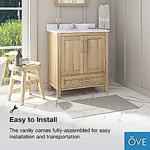 Ove Decors Kansas 30 in. Single Sink Bathroom Cultured Marble Countertop Vanity, 30 inches, in Midnight Blue