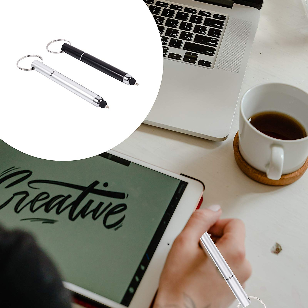 Hemobllo Black Pens Ballpoint Mini Stylus Pen with Keyring Capacitive Stylus Pen Keychain Stylus Tablet Pen for Signature Portable Touch Screen 12pcs Pens Ballpoint