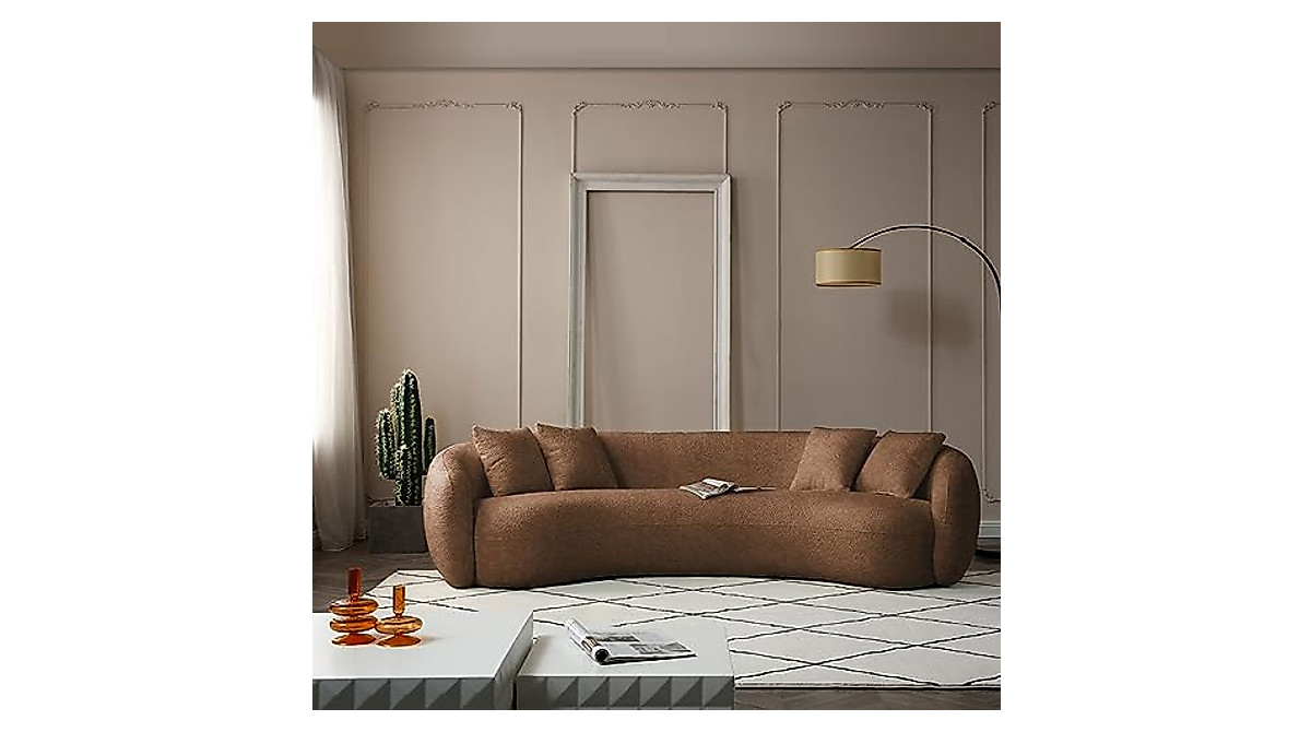 Comfy ERYE 5-Seat Teddy Fleece Curved Sofa