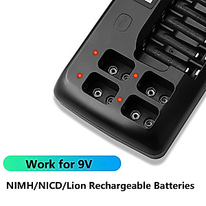 CITYORK 10+4 Bay Smart LCD Universal Battery Charger for Rechargeable AA AAA NIMH/NICD & 9V NIMH/NICD/Lion Rechargeable Batteries, Fast Charging