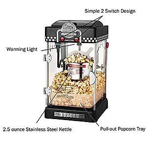 Great Northern Popcorn Little Bambino Popcorn Machines, 2.5 Ounce, Black
