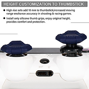 Playrealm FPS Thumbstick Extender & Texture Rubber Silicone Grip Cover 2 Sets for PS5 & PS4 Controller (UFO Blue)