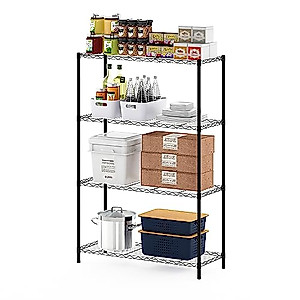 Furinno Wayar 4-Tier Metal Storage Shelf Rack, 36 x 14 x 54, Black
