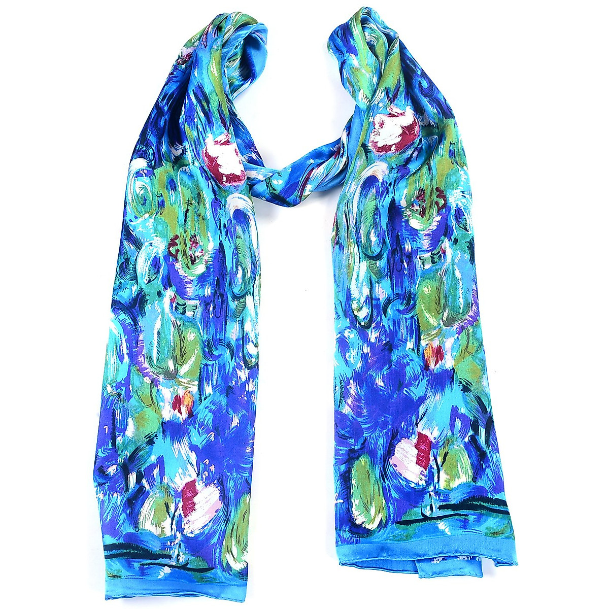 Salutto Women 100% Silk Scarves PaintedLotus Pond Scarf