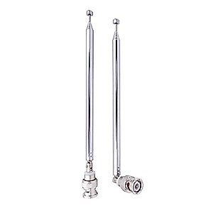 Fancasee (2 Pack) BNC Radio Antenna with BNC Male Plug Jack Connector Adapter Telescopic Stainless Steel HF VHF UHF BNC Antenna for Portable Mobile Handheld Radio Scanner Police Scanner Receiver