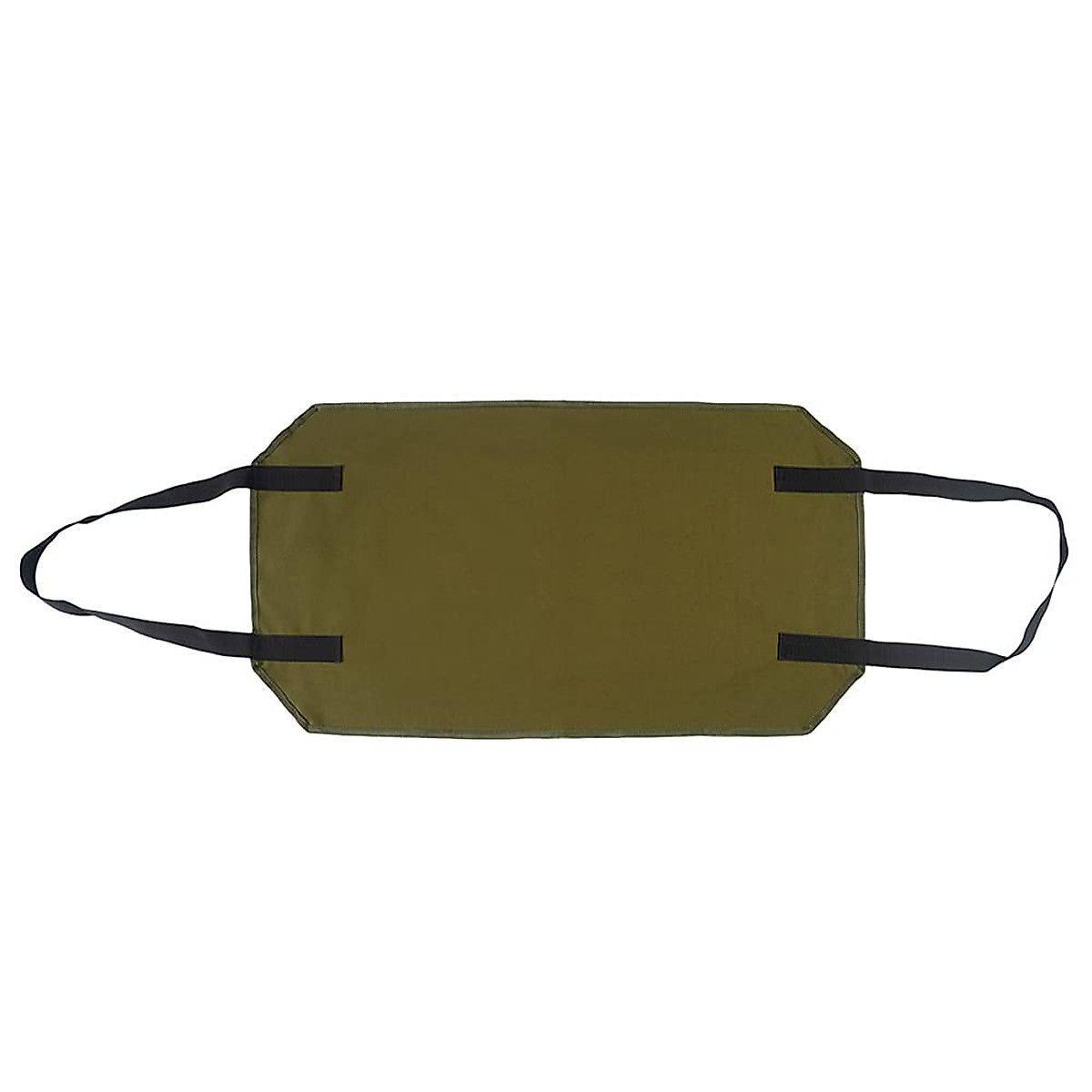 EKDJKK Large Canvas Log Carrier Bag, 100 x 50cm Waterproof Fireplace Firewood Storage Bag Indoor Outdoor Log Holder Waxed Wood Carrier with Padding Straps (Green)