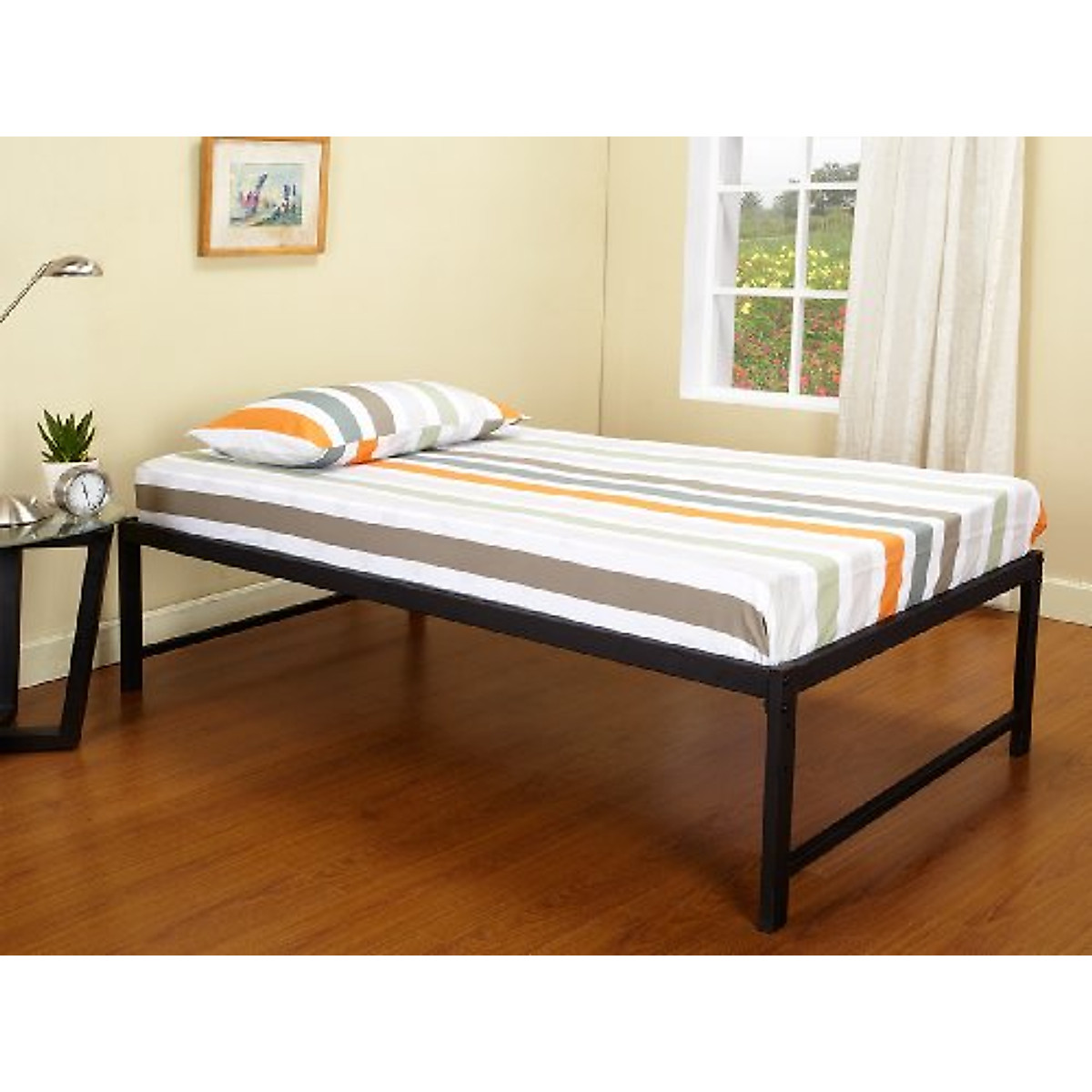 Kings Brand Furniture - Black Metal Twin Size Day Bed (Daybed) Frame with Roll Out Trundle