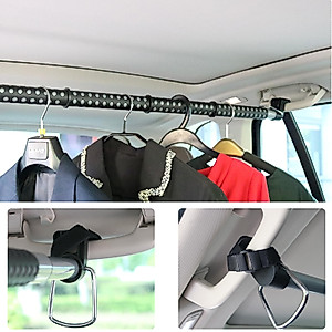 Owl Focus Adjustable Car Clothes Hanger Bar, Telescopic Clothes Rod for Car with Stainless Steel Hook, Protable Extensile Car Clothes Rack for Travel, Suitable for SUV,RV,Truck,Road Travelers,Jeep